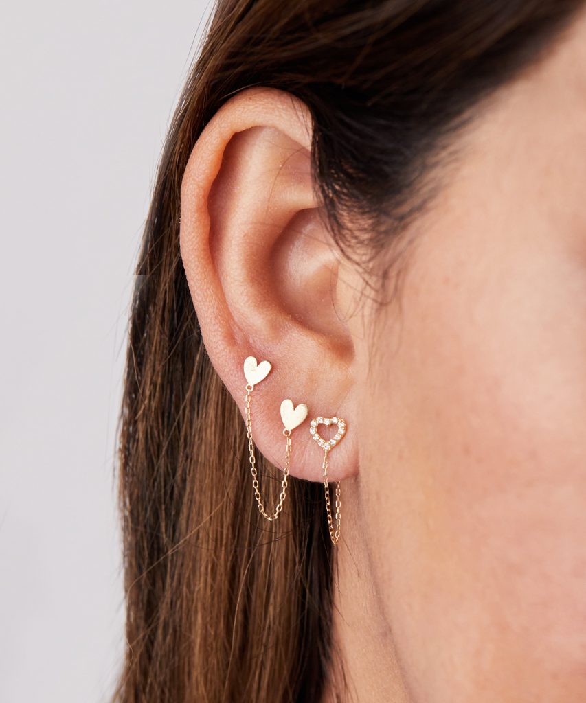 Piercing doble corazon plano | Joyería Petunia