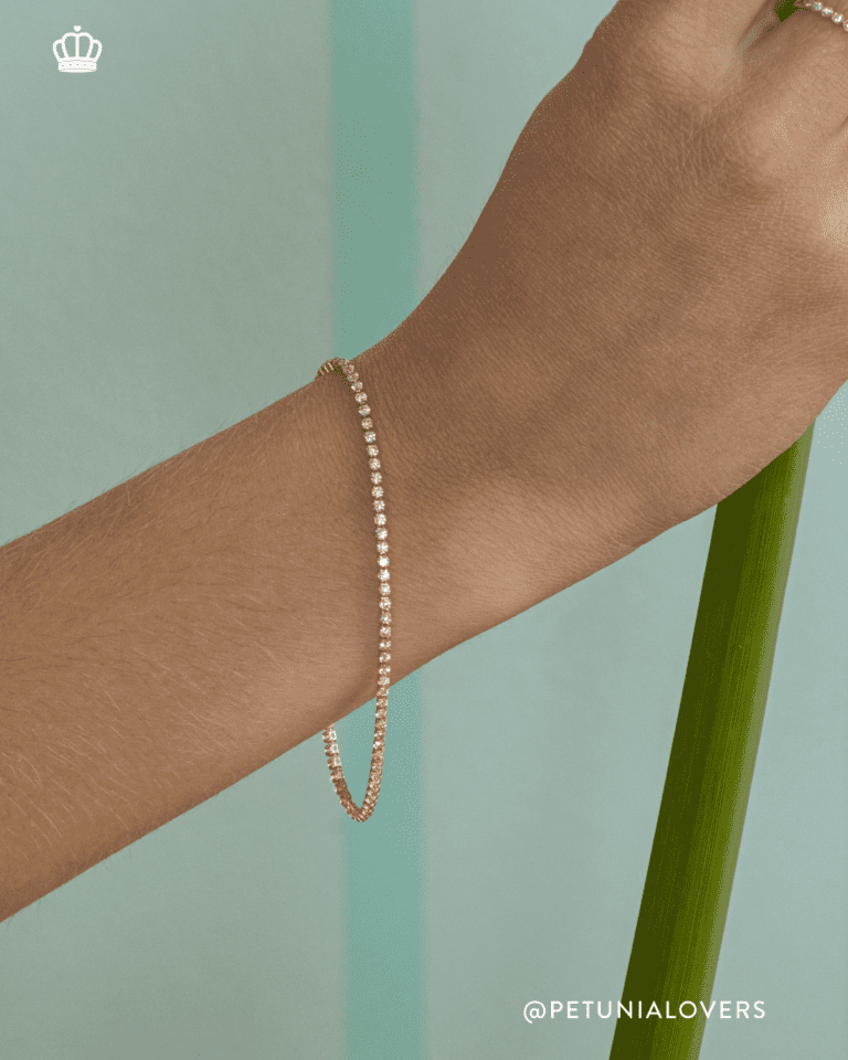 Pulsera tennis dorado | Joyería Petunia