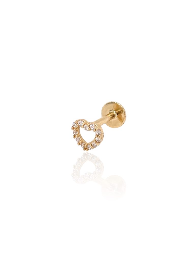 Piercing corazon calado cristal 7mm | Joyería Petunia